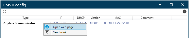Access the Built-In Web Interface From HMS IPconfig
